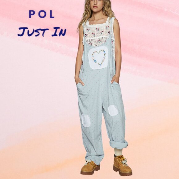 POL | Pants & Jumpsuits | Pol Powder Blue Slouchy Embroidered Floral ...
